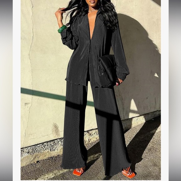 Amazon | Pants & Jumpsuits | Pleated Pants And Blouse Set | Poshmark